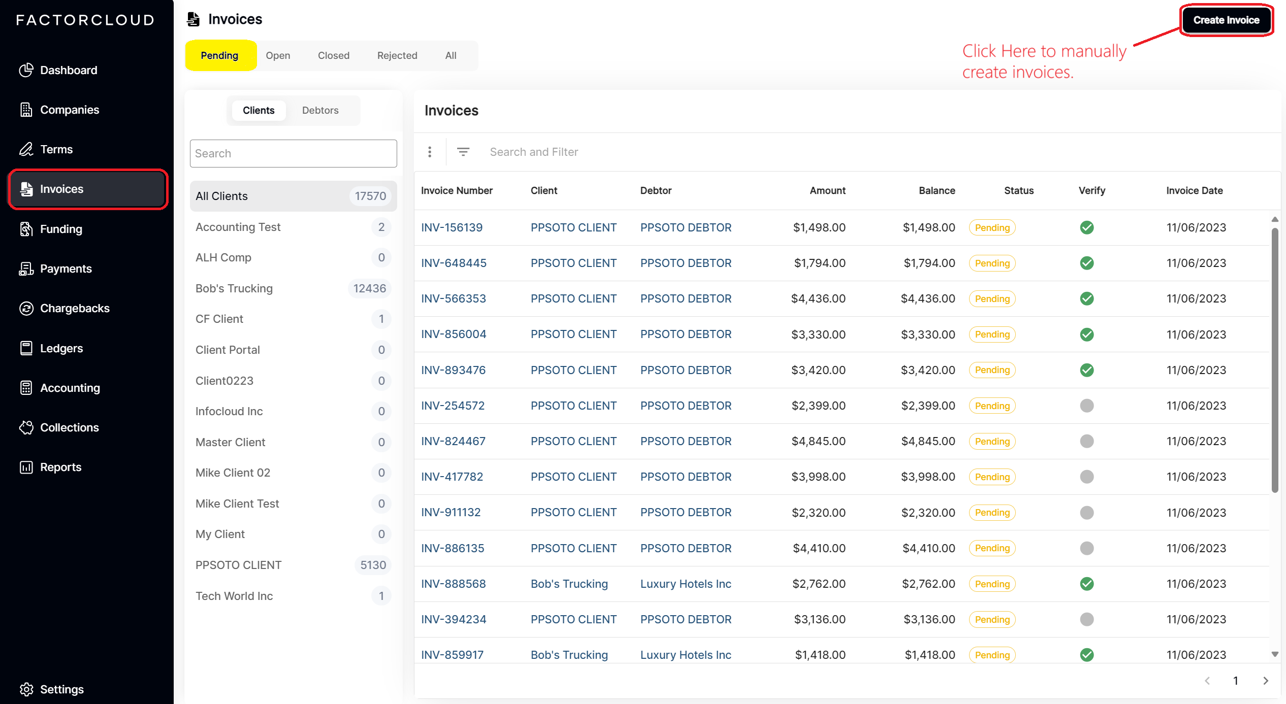 How To Manually Create Invoices – FactorCloud